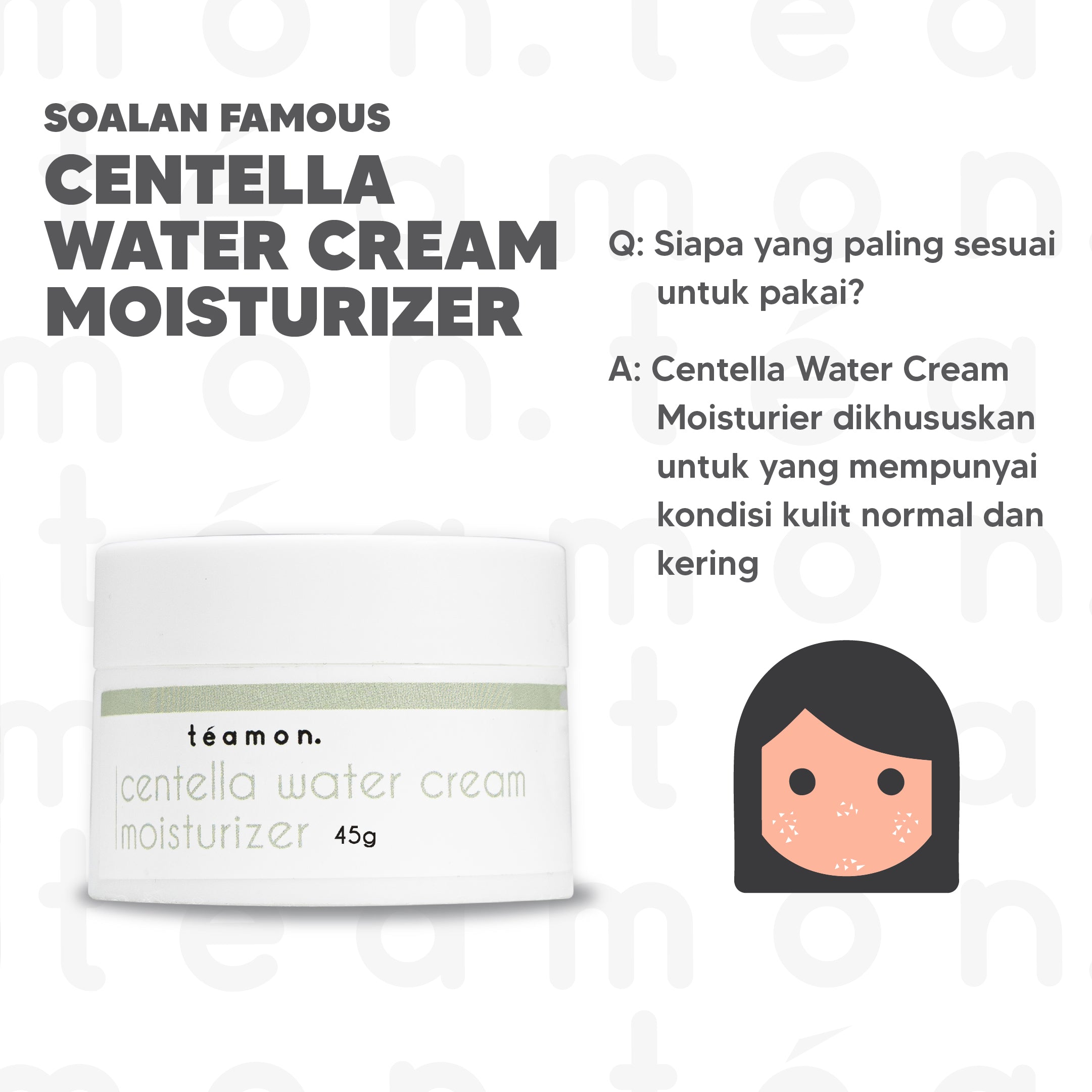 Teamon Centella Water Cream Moisturizer 45g - Hydrating Gel Moisturizer ...